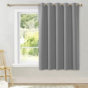 nicetown silver grey blackout wide blinds for sliding door, insulated noise reduction drapes, privacy vertical curtain for living room&bedroom (1 panel, w70 x l63)