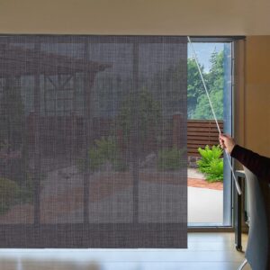 letau cordless sliding panels track blinds, upgrade light filtering uv protection, water proof vertical blinds for large windows, sliding doors, open spaces and room dividers, ash grey