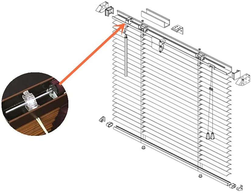 2pcs 2" Low Profile Wand Tilter Mechanism with 7/32" Hexagon Shaped Gear Hook Connection for Low Rail Horizontal Wood and Faux Wood Blinds headrail