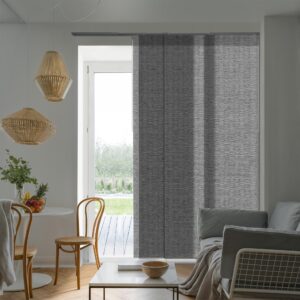 godear design adjustable sliding vertical blinds 45.8"- 86" w x 96" h, extendable panel track blinds for sliding glass doors patio doors windows, trimmable woven fabric vertical shades, munich castle