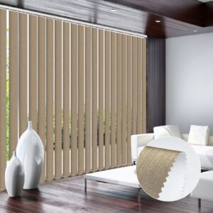 facimi blackout vertical blinds, gold custom 3.5 inches slat fabric blinds, room darkening waterproof thermal insulated uv protection fabric blinds for windows, sliding doors, french door