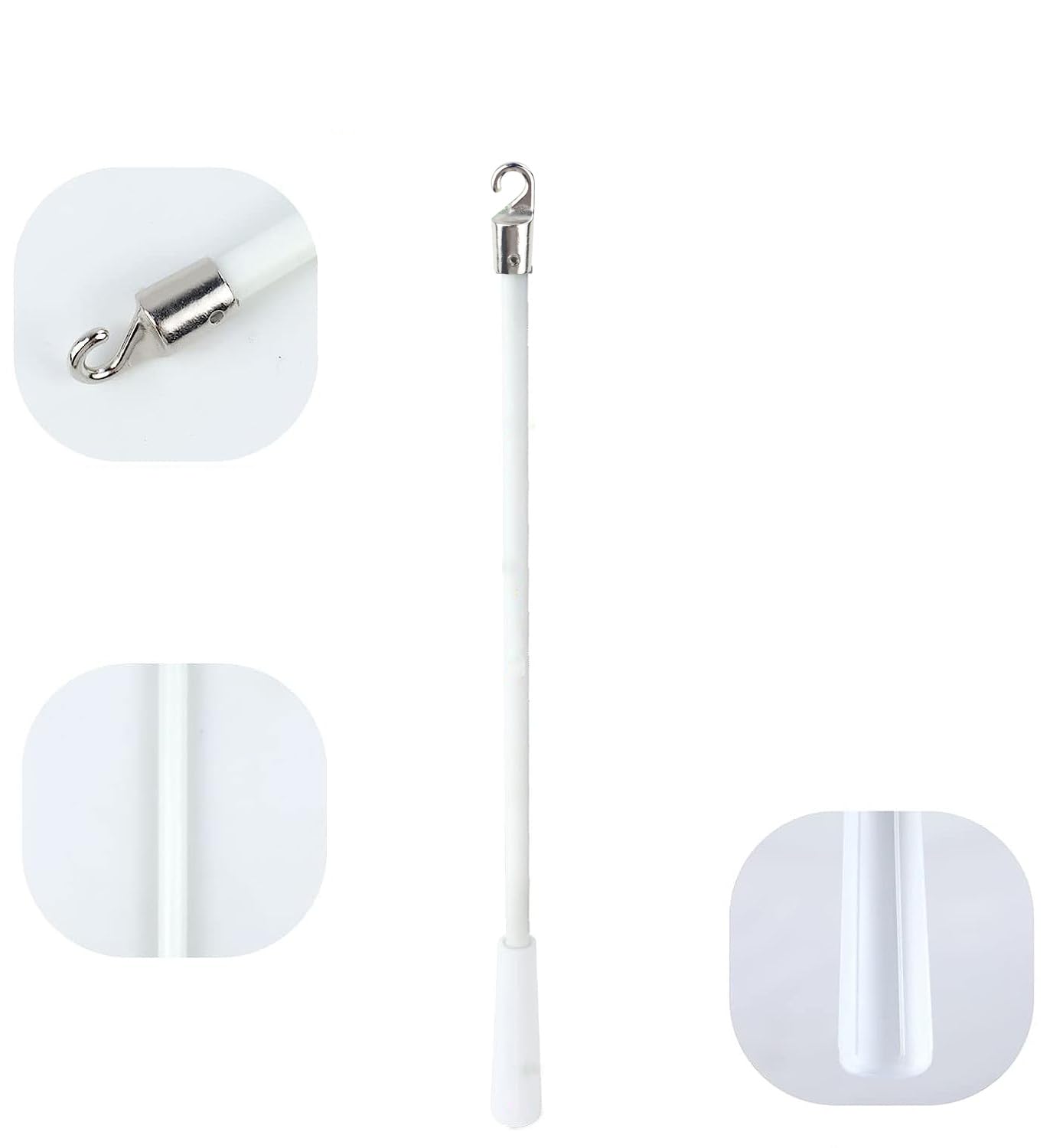 2 Pack Blind Wand with Metal Hook, 12 Inch White Fiberglass Window Blind Tilt Wand, Vertical Blind Wand Control Replacement, Blind Rod Replacement, Blind Opener Stick