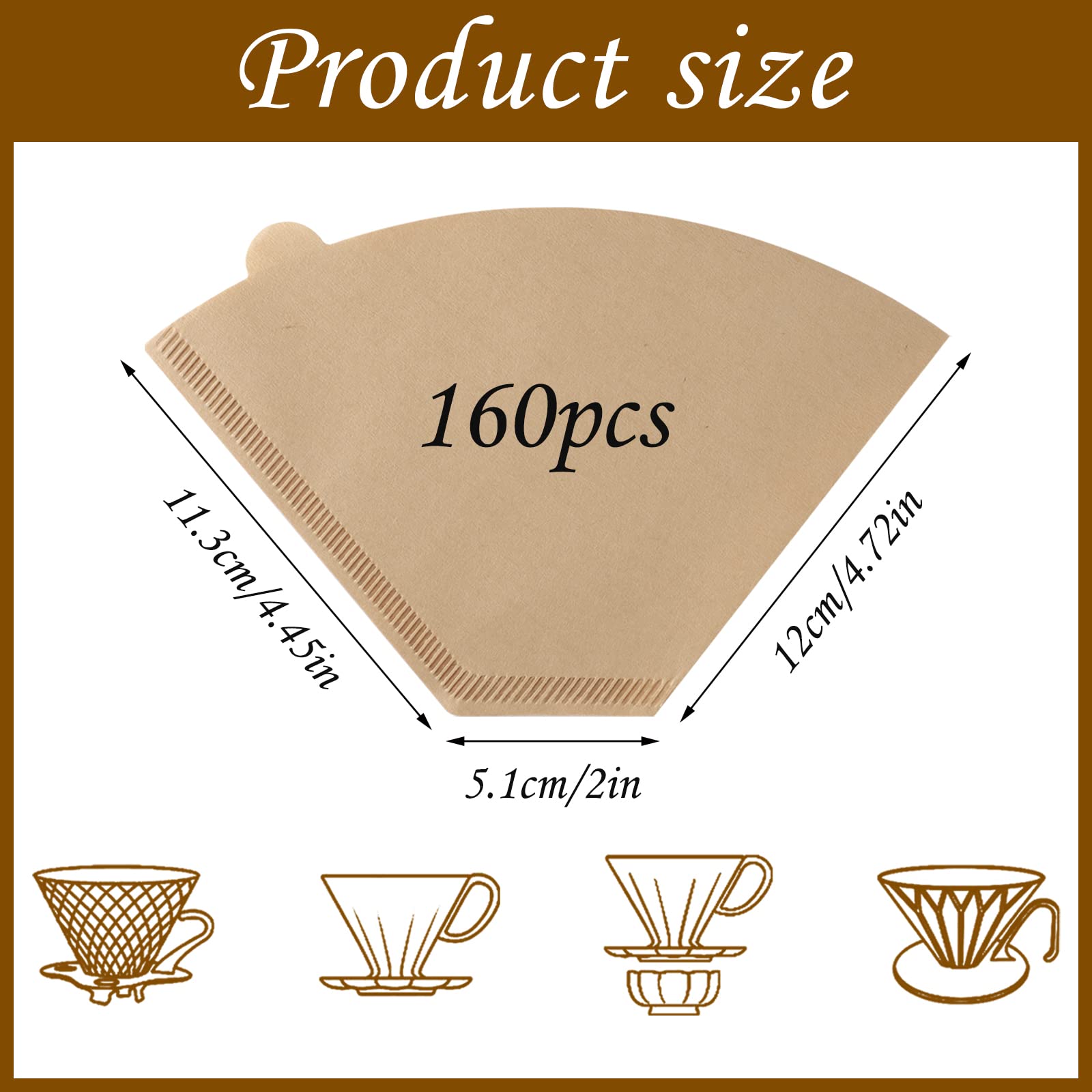 160 Count #4 Cone Coffee Filters 8-12 Cup Disposable Coffee Filters 4 Cone Paper Unbleached Natural Number 4 Filters Paper Compatible with Ninja Coffee Filter, Drip and Pour Over Coffee Maker