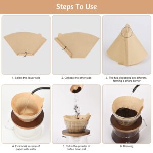 Hogurity Coffee Filters 2, Set of 200 Disposable #2 Cone Coffee Filter Unbleached Natural Coffee Filters 2 Cone Paper for Pour Over Coffer Makers/Coffee Dripper Cones(2-6 Cups）