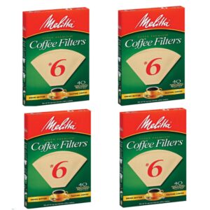 melitta fba usa inc 626412#6 natural brown cone coffee filters 40 count - 4 pack