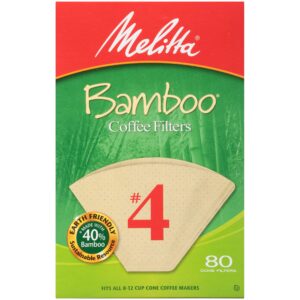 melitta #4 cone coffee filters, bamboo, 80 count