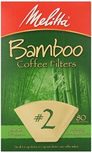 melitta #2 cone coffee filters, bamboo, 80 count (pack of 6) 480 total filters count - packaging may vary