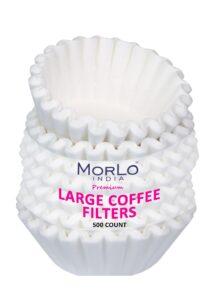 morlo premium large coffee filters, 8-12 cups, 500 count, 3 1/4" (8.25 cm) base, 1 year+ supply, value pack (500 count)