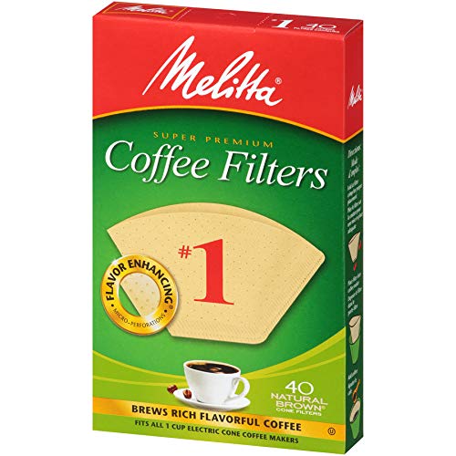 Melitta 620122#1 40 Count Natural Brown Cone Coffee Filters, Brown