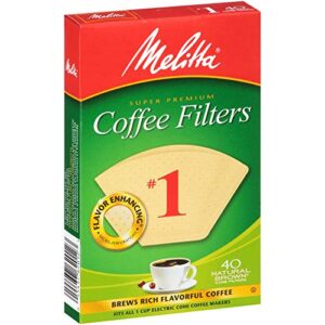 Melitta 620122#1 40 Count Natural Brown Cone Coffee Filters, Brown