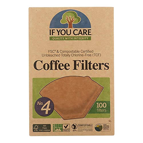 If You Care 100-Count No. 4 Cone Brown Coffee Filters, 12-Pack (1,200 Filters in Total)