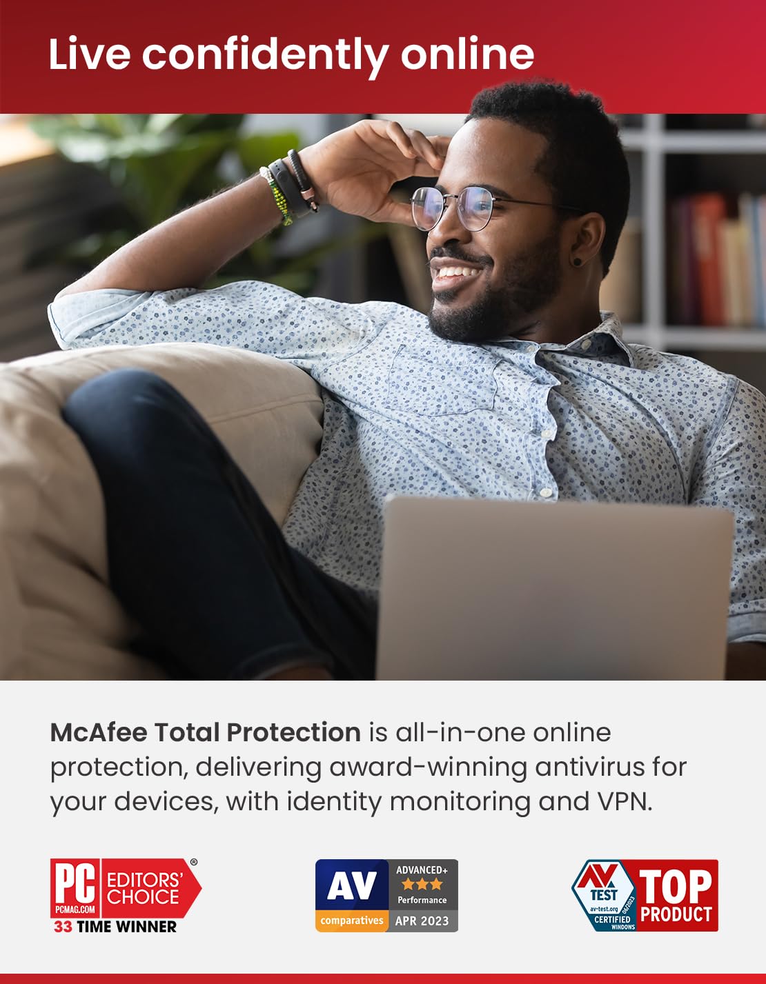 McAfee Total Protection 2024 | 5 Device | Cybersecurity Software Includes Antivirus, Secure VPN, Password Manager, Dark Web Monitoring