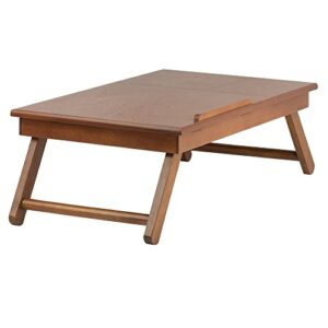 winsome anderson, flip top with drawer, foldable legs lap desk, teak, 25.37x13.78x8.06