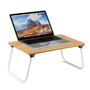 ruxury folding lap desk laptop stand bed desk table tray, breakfast serving tray, portable & lightweight mini table, lap tablet desk for sofa couch floor - wood