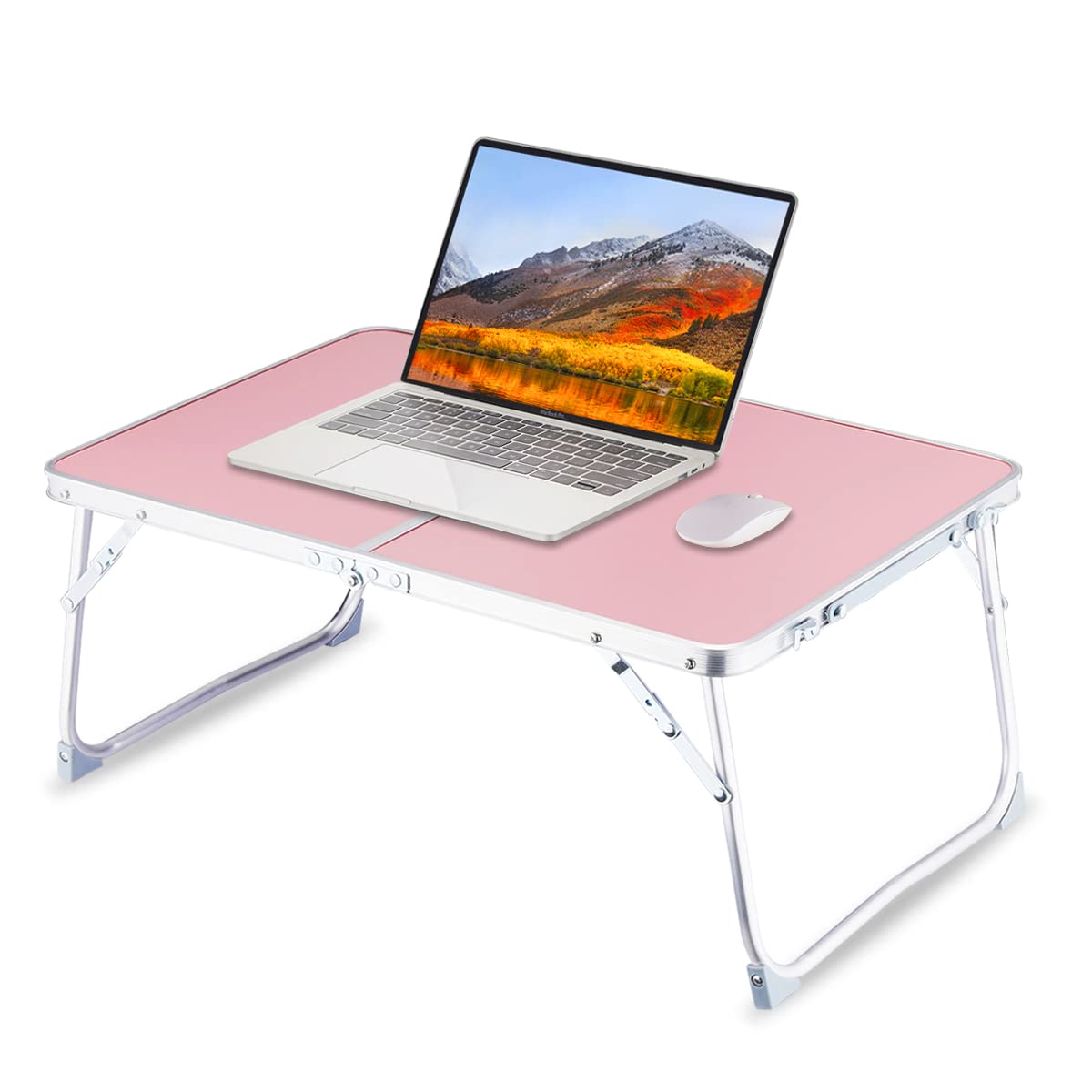 Foldable Laptop Desk, SUVANE Breakfast Serving Bed Tray, Portable Mini Picnic Table Storage Space Lap Desk Reading Holder(Pink)