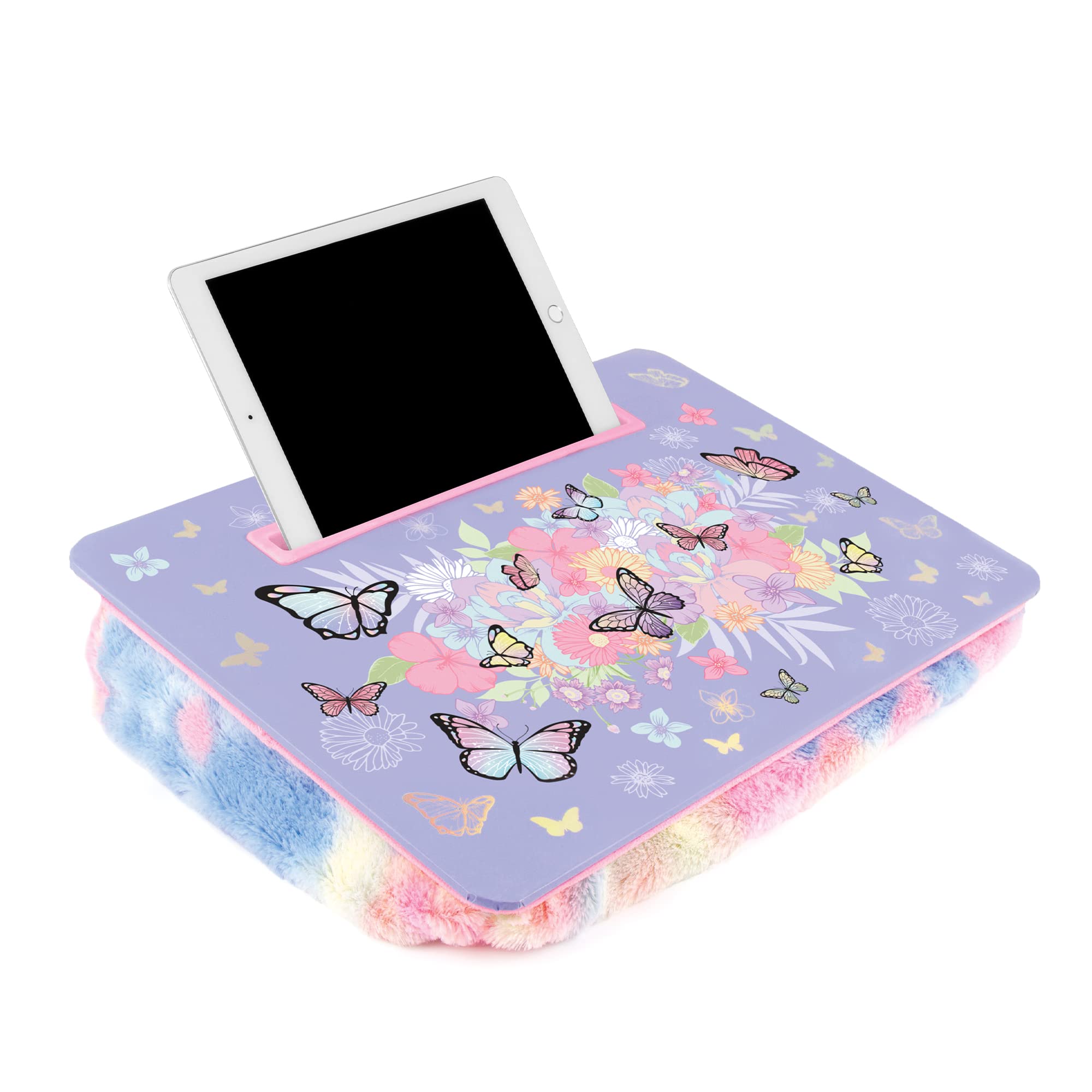 Three Cheers for Girls - Butterly Lap Desk - Lap Desk with Cushion for Kids - Large Laptop Lap Desk with Cushion - Kids Lap Desk Tray for Car - Computer Lap Desk with Storage for Tables, Pens & More