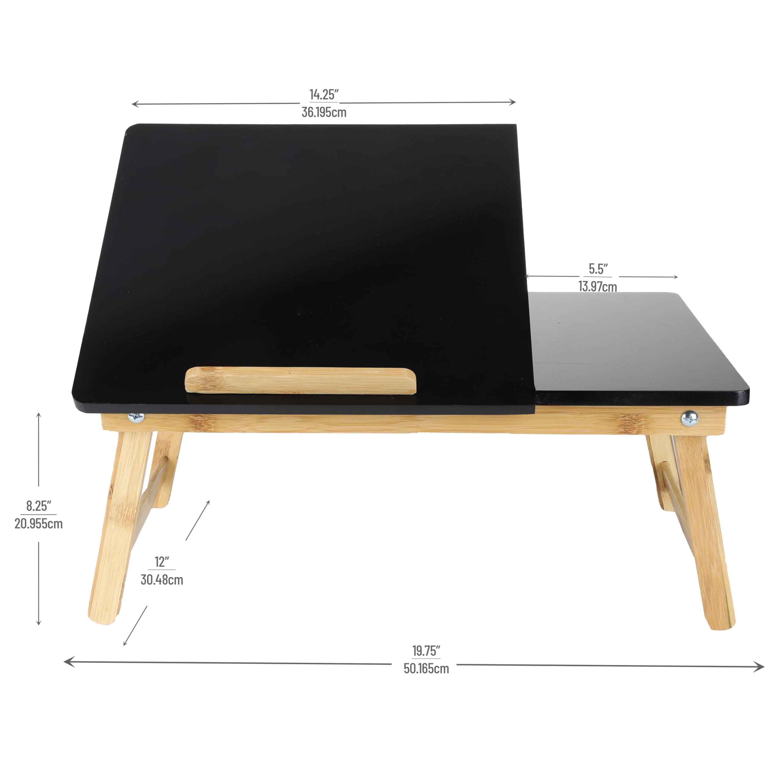 Mind Reader Lap Desk Laptop Stand, Bed Tray, Dorm Room, Folding Legs, Rayon From Bamboo, 21.25"L x 13.19"W x 8.25"H, Black