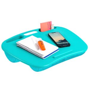 lapgear mydesk lap desk with device ledge and phone holder - turquoise - fits up to 15.6 inch laptops - style no. 44449