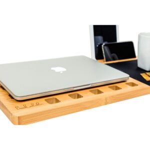 Bookaholic Lap Desk| Enhanced Organic Bamboo Lap Tray with Vent Holes & Built-in Fabric Covered Mouse Pad for 11",13",15" Laptops| Computer,Tablet, Phone Stand