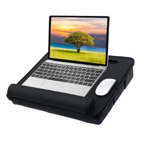 kapogo lap laptop desk, portable lap desk with pvc leather cushion, tablet holder, wrist support, fits up to 15.6 inch laptops, lap tray for laptop, writing, home office, students (medium)