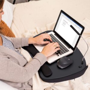 BIRDROCK HOME Oversized Lap Desk with Memory Foam Cushion | Wrist Rest Cushion and USB Light | Fits Laptops Up to 17" | Matte Black | Portable Office Desk | Work from Home