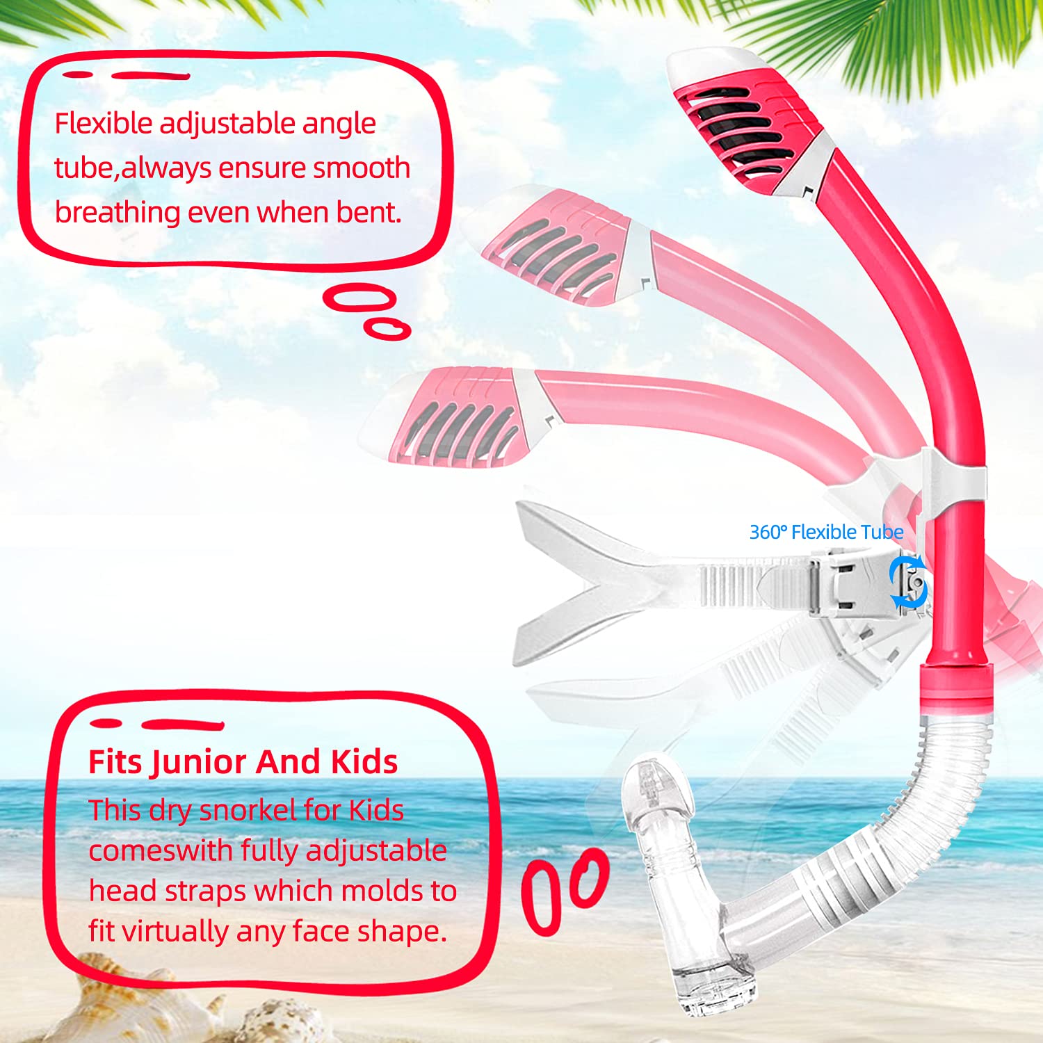 Uniswim Rotate Function Kids Training Snorkel for Lap Swimming Snorkel for Boys Girls 6-15 Years Old for Swimming Diving Snorkeling