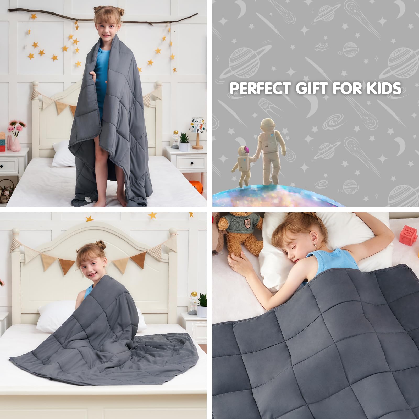 yescool Weighted Blanket Kids 5 Pounds Childrens Cooling Weighted Lap Blanket, Kid Grey Heavy Blanket for Sleeping, Washable Cooling Weighted Throw Blanket Perfect for 5+ Years 40-60lbs, 36"x48"