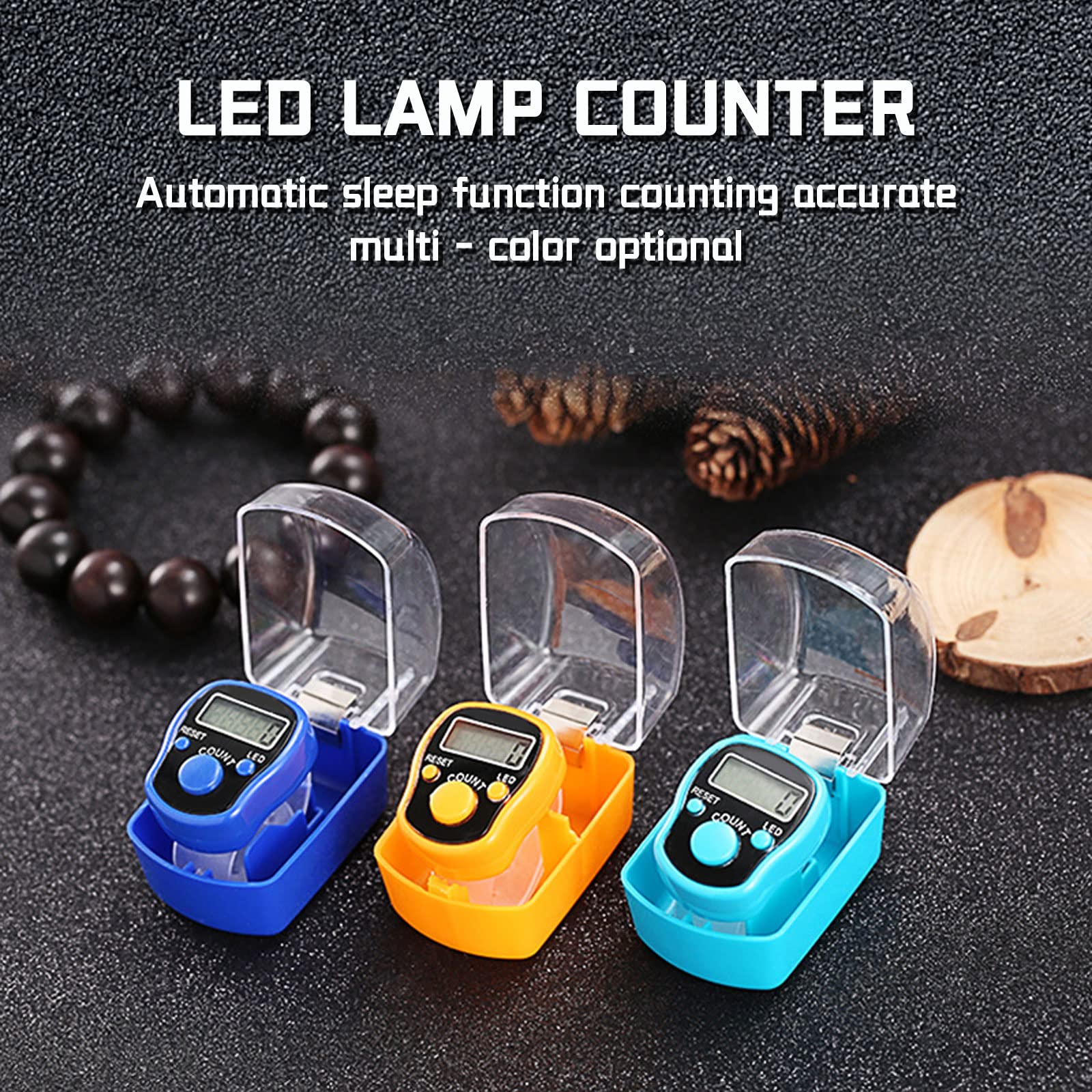 JOJOCY 12PCS LED Finger Tally Counter Clicker Handheld LCD Digital Electronic Counter with Ring Resettable Digits Display Individual Hard Case for Muslims Tracker Golf Lap Knitting Counting