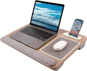 sfandff lap desk laptop table removable laptop holder small table including mouse pad built-in tablet and mobile phone holder for 13-inch computers (21.6x14.1in)