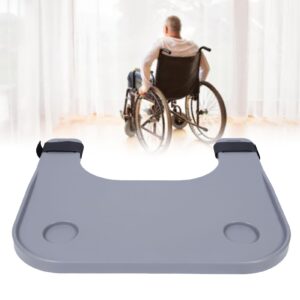 PenRux Removable Wheelchair Tray Table Dining Table Board with 2 Cup Holder, Plastic Removable Wheelchair Lap Tray Portable Wheelchair Desk Accessories for Disabled Eating Reading