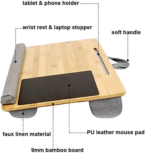 FEDRUI Lap Desk, Portable Laptop Lap Desk with Pillow Cushion & Mouse Pad, Multifunctional Computer Desk, Laptop Stand for Home Office