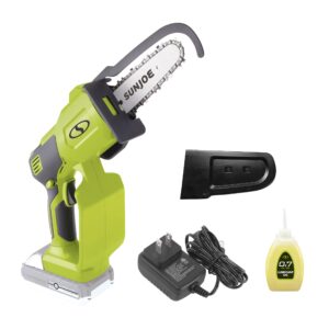 Sun Joe 24V Cordless Mini Chainsaw Bundle with Premium Oil and Battery