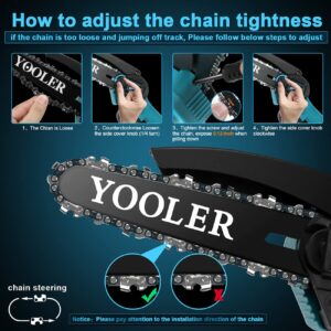 Yooler Mini Chainsaw, 6 Inch Portable Electric Chainsaw Cordless, 2Pcs 24V 6500mAh Super Powerful Rechargeable Battery Powered, Handheld Small Chainsaw, Tree Trimming Wood Cutting Christmas Gift