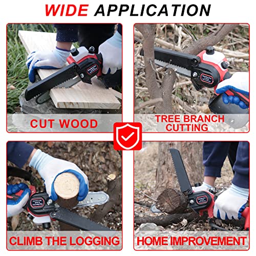 Mini Chainsaw 6-Inch Battery Powered - GardenJoy Cordless Power Handheld Chainsaw with 2 Batteries and Fast Charger, 21V Portable Small Electric Chain Saws for Tree Trimming Wood Cutting