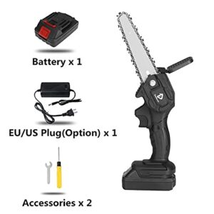 Mini cordless chainsaw, 2 pound ultra-light upgrade version, 6-inch one-hand portable electric chain saw, Equipped with 24V 2.0Ah battery and charger for wood cutting and tree trimming