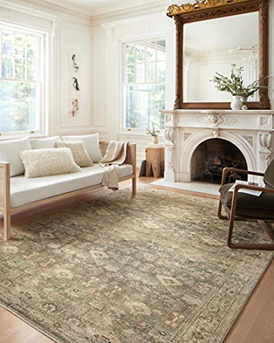 Loloi II Margot Collection MAT-04 Antique / Sage 5'-0" x 7'-6", .38" Thick, Area Rug, feat.CloudPile, Soft, Durable, Printed, Medallion, Low Pile, Non-Shedding, Easy Clean, Living Room Rug