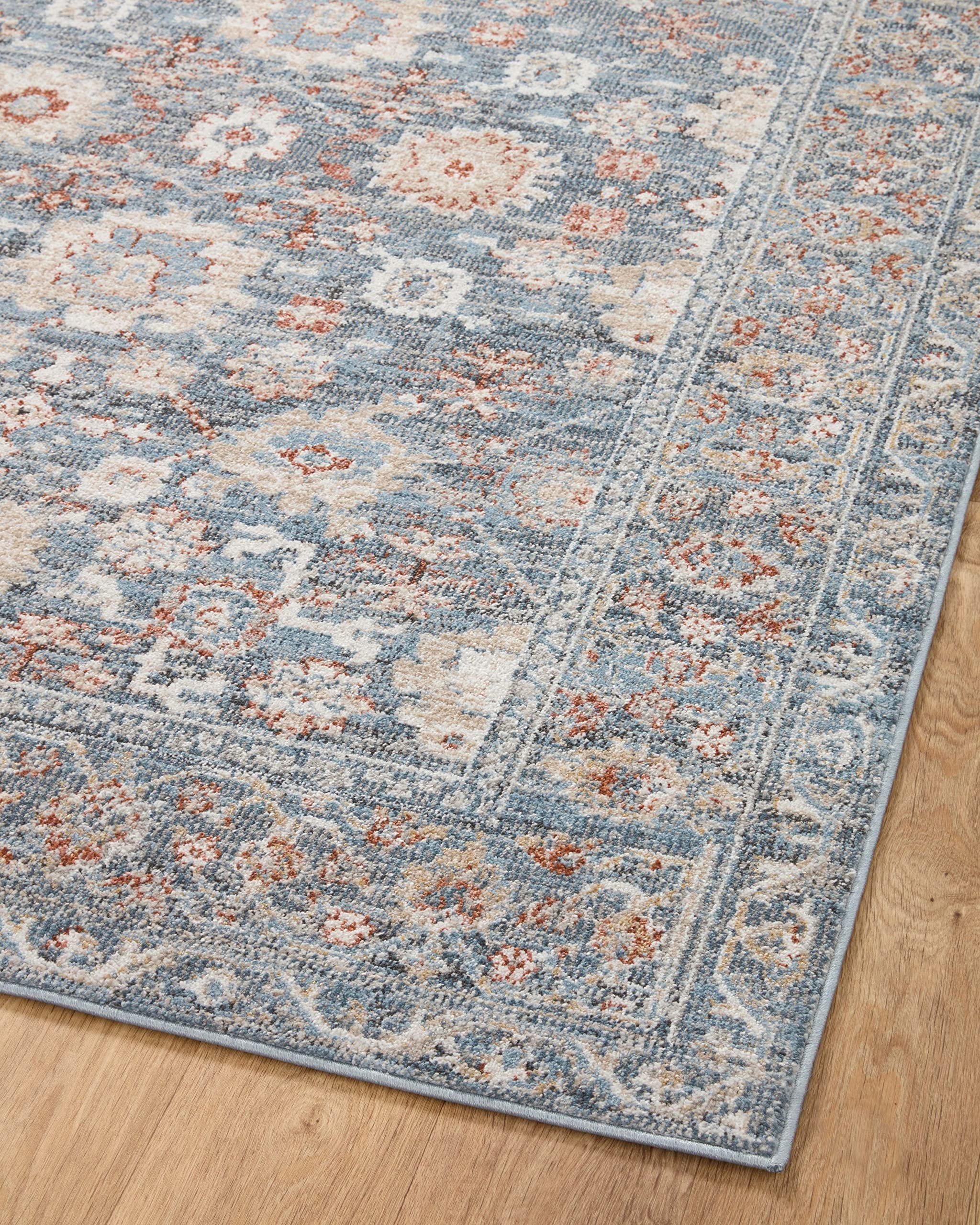 Loloi II Odette Collection ODT-07 Sky/Rust 6'-7" x 9'-6" Area Rug