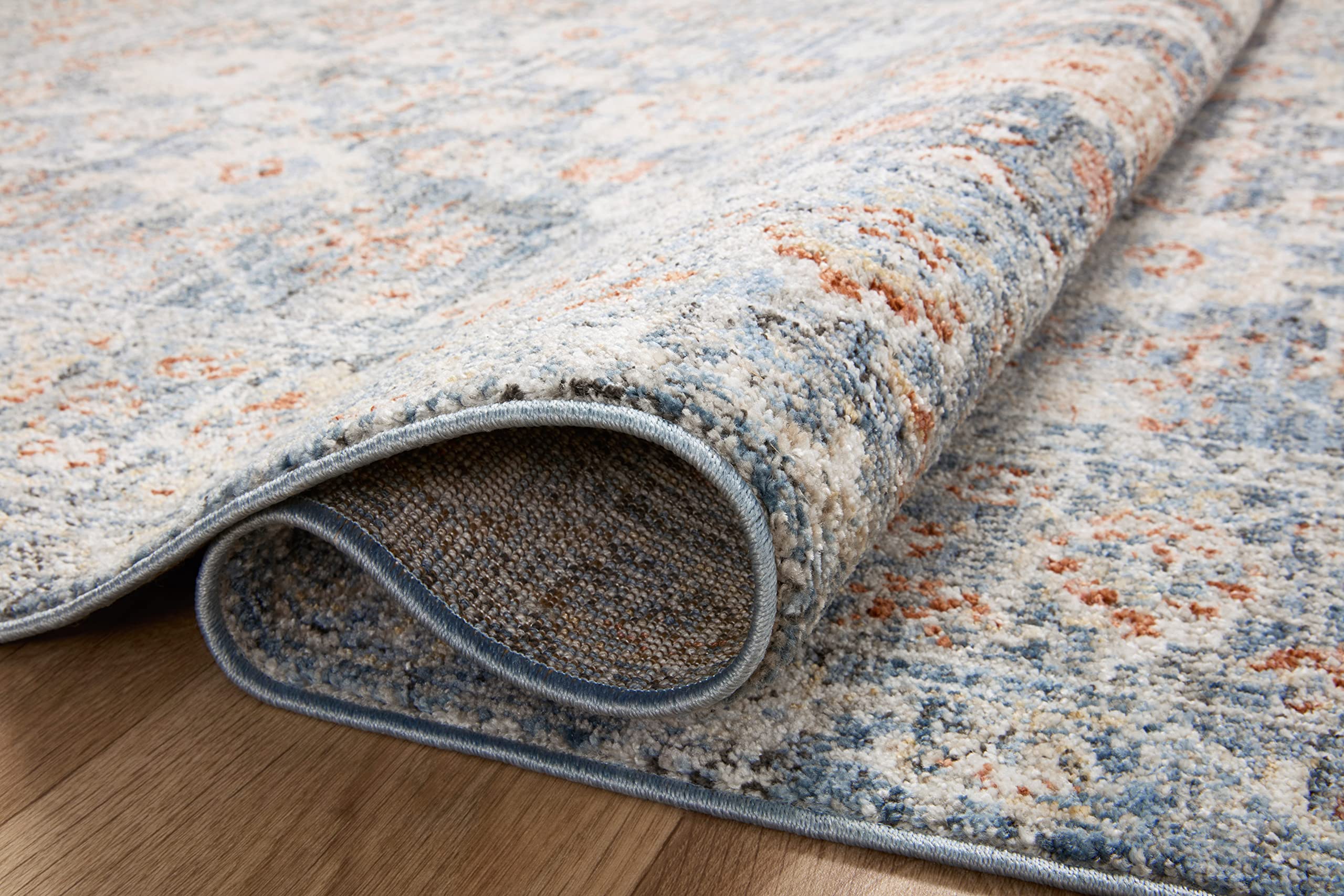 Loloi II Odette Collection ODT-07 Sky/Rust 6'-7" x 9'-6" Area Rug