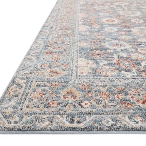 Loloi II Odette Collection ODT-07 Sky/Rust 6'-7" x 9'-6" Area Rug