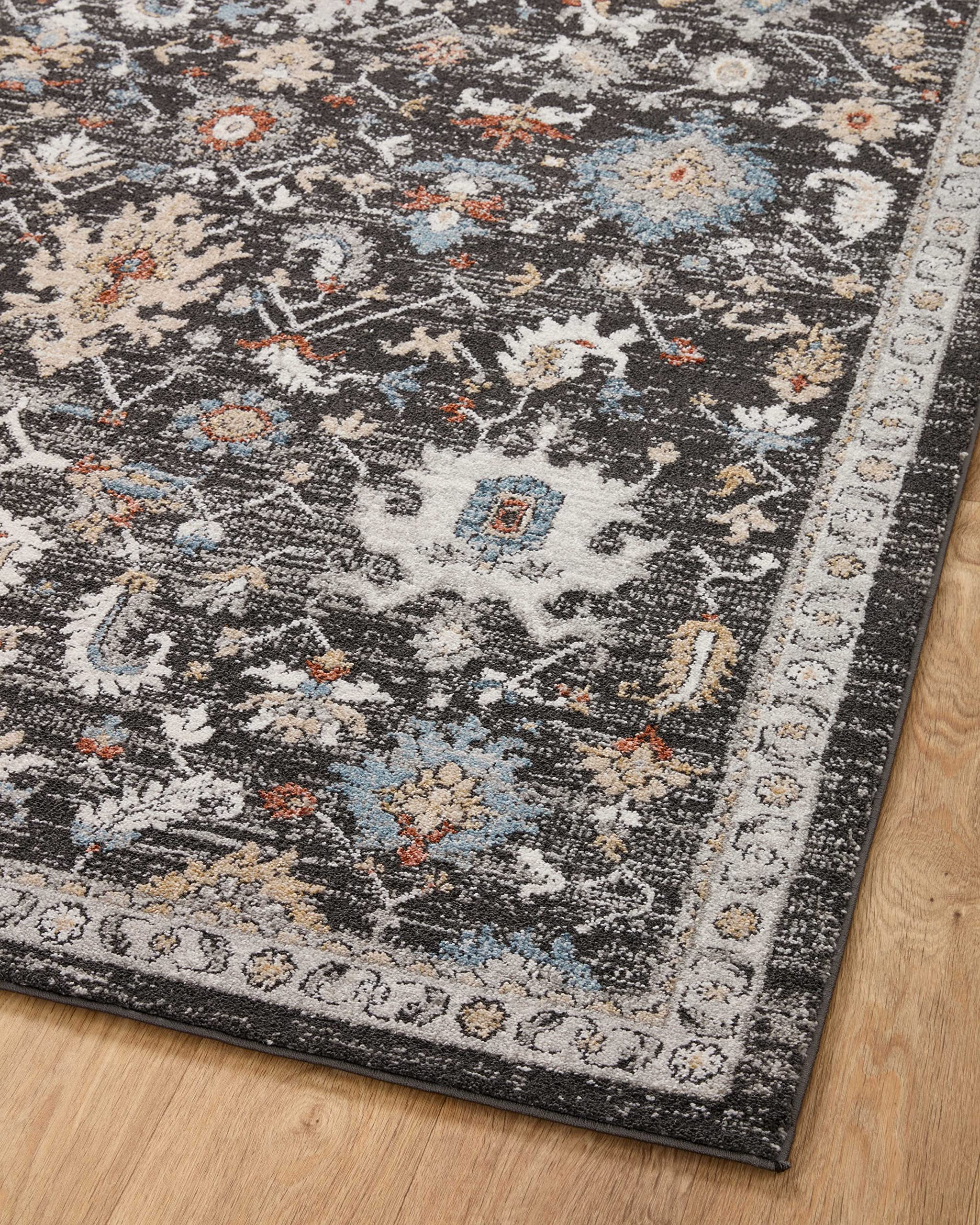 Loloi II Odette Collection ODT-04 Charcoal/Multi 5'-3" x 7'-9" Area Rug