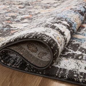 Loloi II Odette Collection ODT-04 Charcoal/Multi 5'-3" x 7'-9" Area Rug