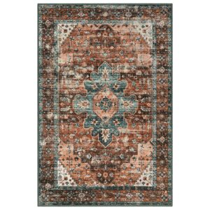 Moynesa 9x12 Ultra-Thin Vintage Medallion Area Rug for Living Room, Bedroom, Dining Room, Office, Entryway, Dorm