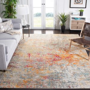 safavieh madison collection area rug - 9' x 12', grey & turquoise, modern abstract design, non-shedding & easy care, ideal for high traffic areas in living room, bedroom (mad460g)