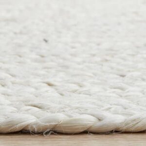 The Knitted Co. 100% Jute Area Rug 9x12 Feet Approx- Braided Design Hand Woven Dyed Off-White Natural Fibers Carpet - Home Decor for Living Room Hallways (9' x 12', Off-White)