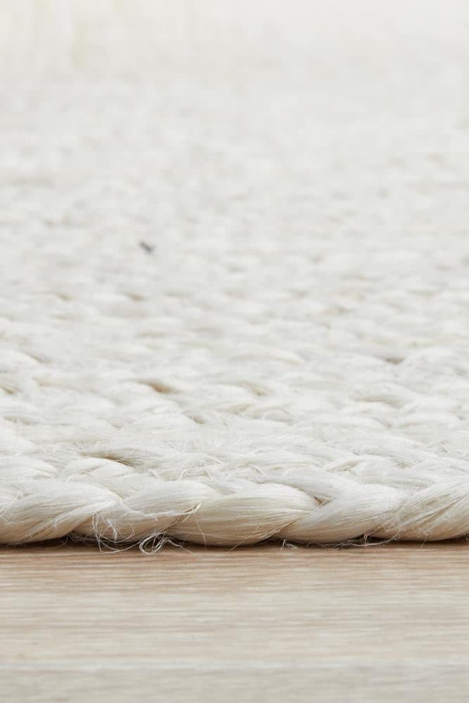 The Knitted Co. 100% Jute Area Rug 9x12 Feet Approx- Braided Design Hand Woven Dyed Off-White Natural Fibers Carpet - Home Decor for Living Room Hallways (9' x 12', Off-White)