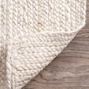 The Knitted Co. 100% Jute Area Rug 9x12 Feet Approx- Braided Design Hand Woven Dyed Off-White Natural Fibers Carpet - Home Decor for Living Room Hallways (9' x 12', Off-White)