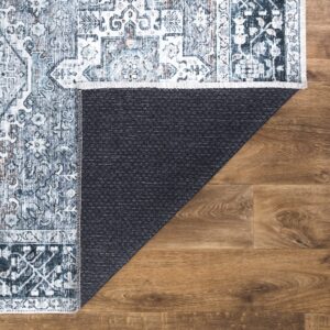 Bloom Rugs Caria Washable Non-Slip 9x12 Rug - Navy Blue Traditional Area Rug for Living Room, Bedroom, Dining Room, and Kitchen - Exact size: 9' x 12'