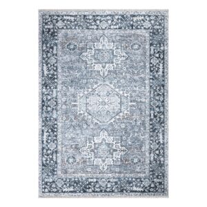 Bloom Rugs Caria Washable Non-Slip 9x12 Rug - Navy Blue Traditional Area Rug for Living Room, Bedroom, Dining Room, and Kitchen - Exact size: 9' x 12'