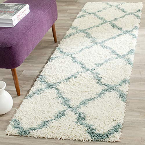 SAFAVIEH Dallas Shag Collection Area Rug - 6' x 9', Ivory & Beige, Trellis Design, Non-Shedding & Easy Care, 1.5-inch Thick Ideal for High Traffic Areas in Living Room, Bedroom (SGD257B)