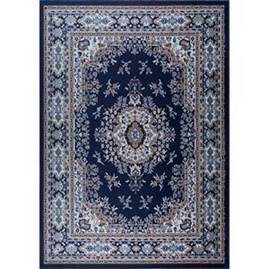 Home Dynamix Premium Sakarya Traditional Medallion Area Rug, Navy Blue/Brown, 5'2"x7'4"